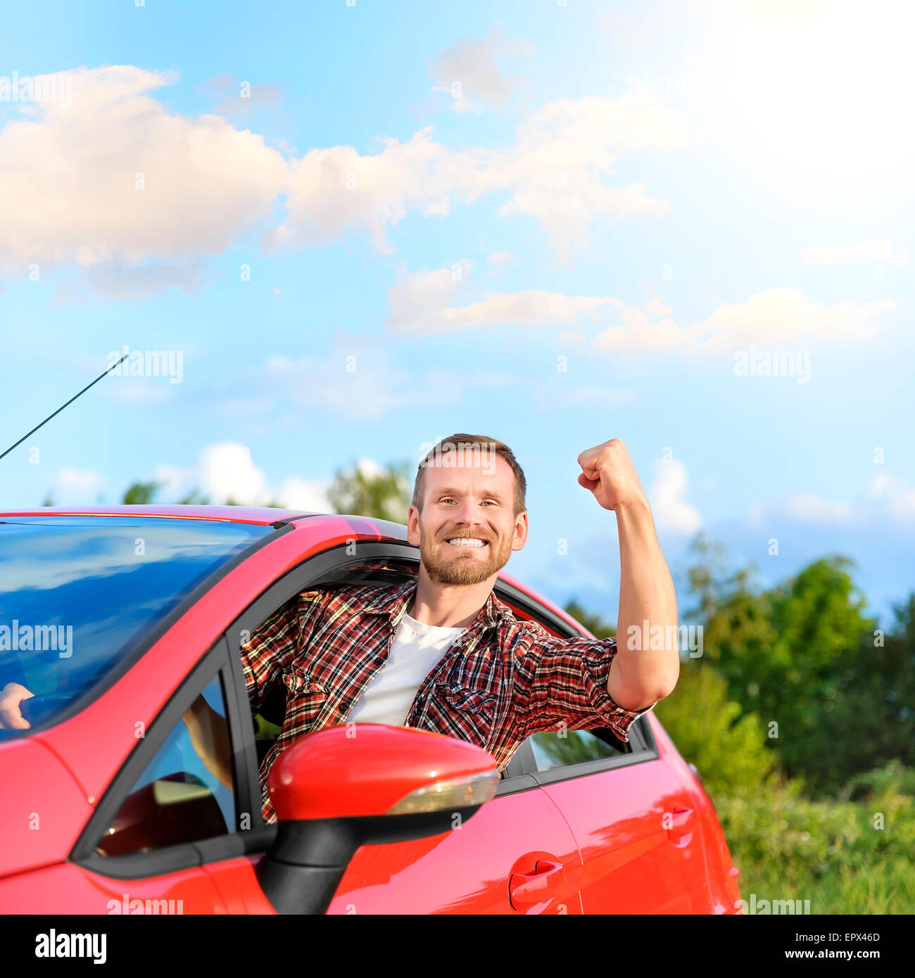 Man in car Stock Photo - Alamy