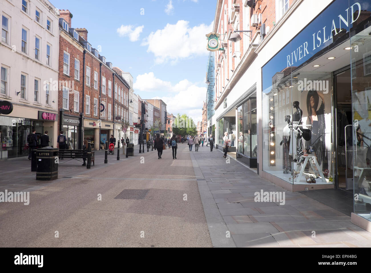 Shops on Worcester High Street Stock Photo - Alamy
