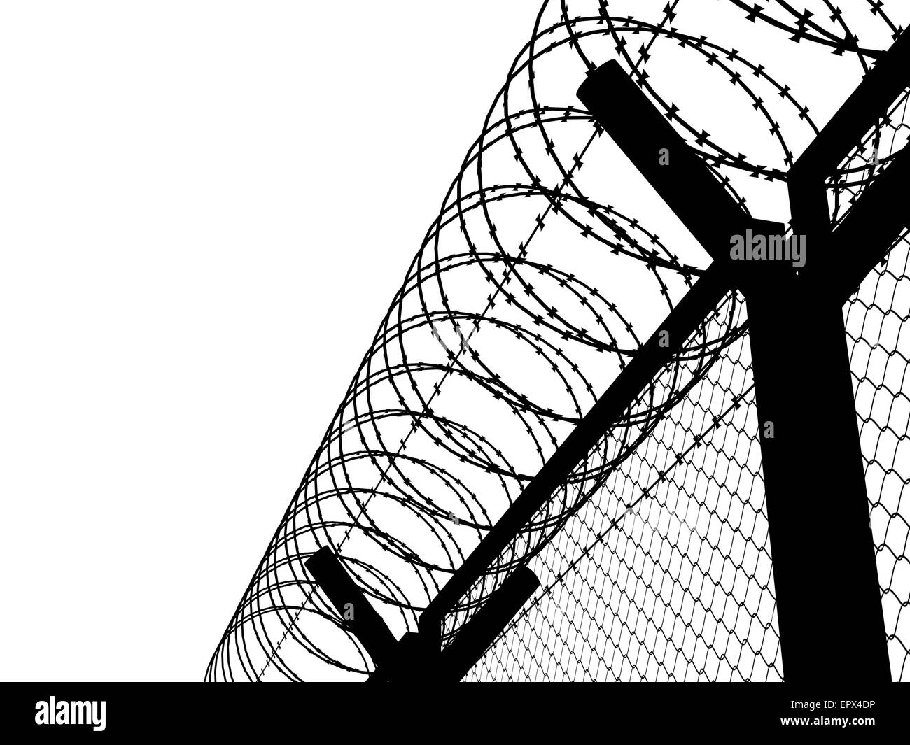 Fence barbed wire silhouette illustration hi-res stock photography and ...