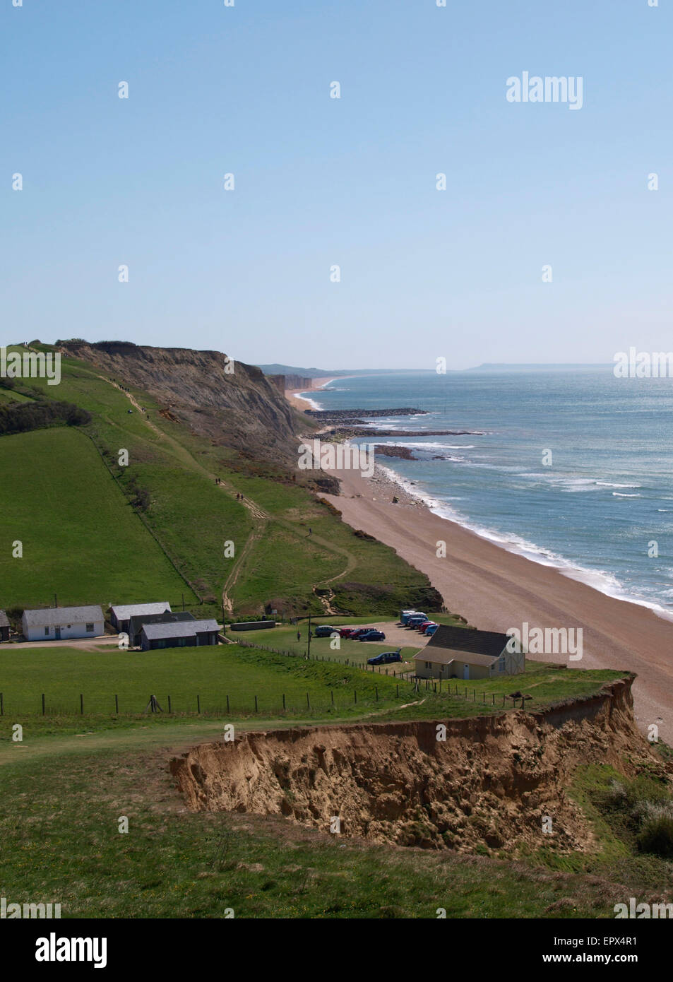 Eype, Dorset, UK. View of the Southwest coast path towards West Bay ...