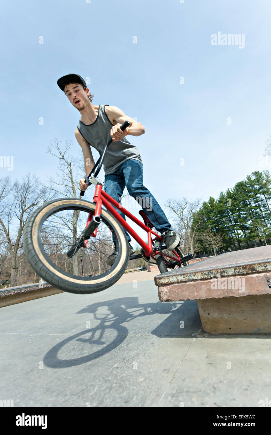 BMX Rider Grinding Stock Photo - Alamy