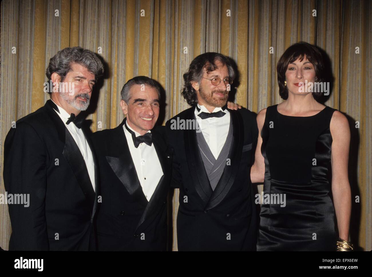 STEVEN SPIELBERG with George Lucas, Martin Scorsese and Anjelica Huston at the John Huston Award ...