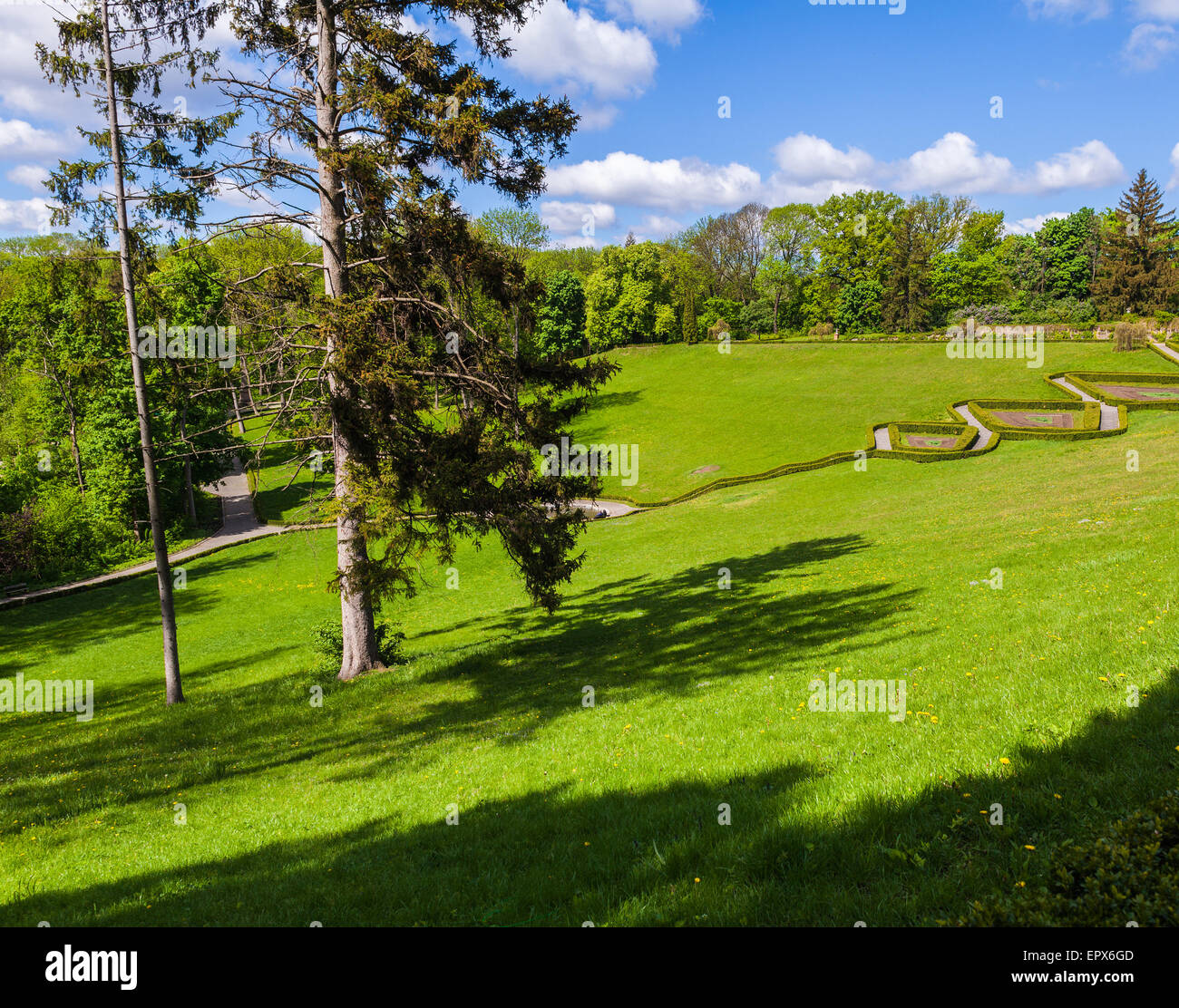 view of the garden composition in park Stock Photo - Alamy