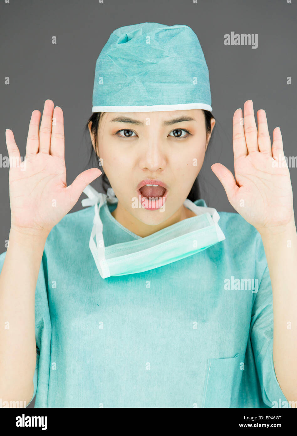 Female doctor showing no sign hi-res stock photography and images - Alamy