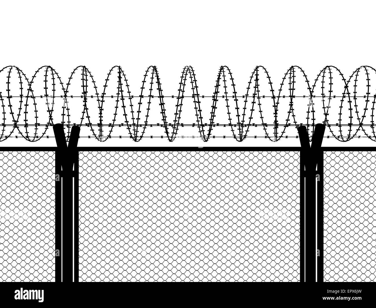 Fence with a barbed wire, silhouette illustration Stock Photo - Alamy