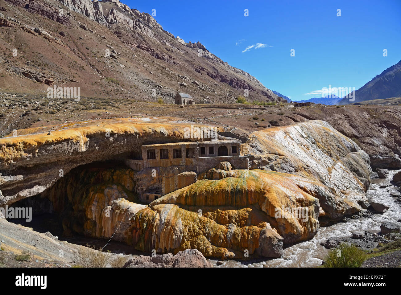 Argentina, Andes, Mendoza, Aconcagua Provincial Park, Inca Bridge, View ...