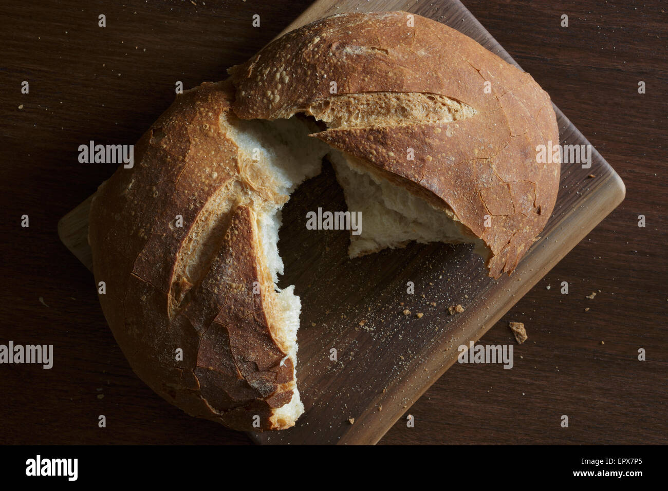Fresh baked bread split open Stock Photo - Alamy