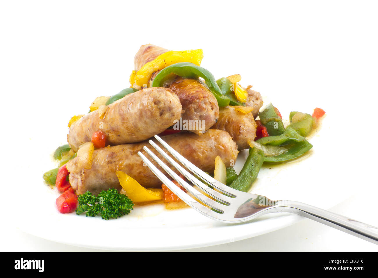 Italian ausage onion and peppers a delicious greasy meal Stock Photo ...