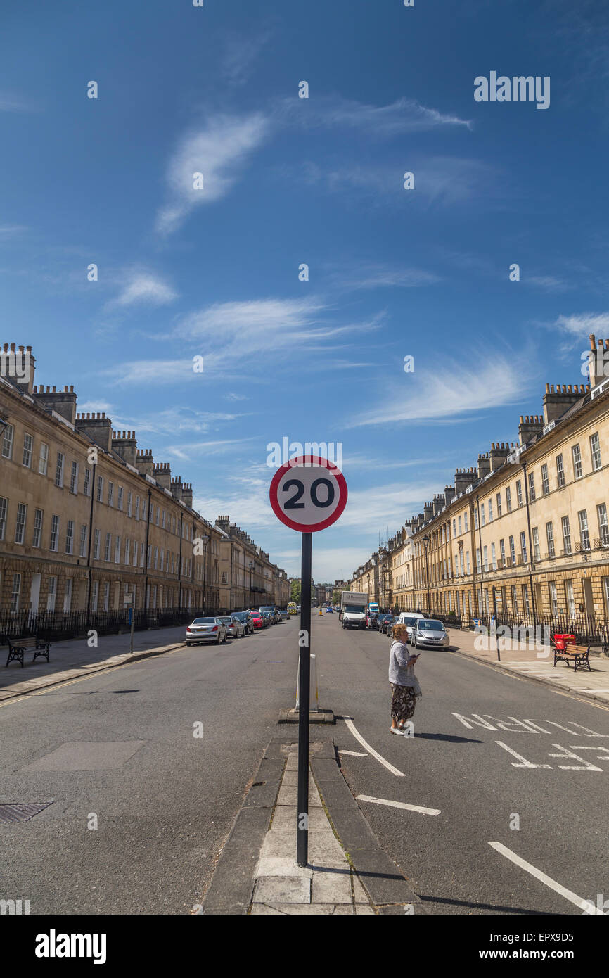 A twenty (20 MPH) Mile Per Hour Speed restriction sign post central in ...
