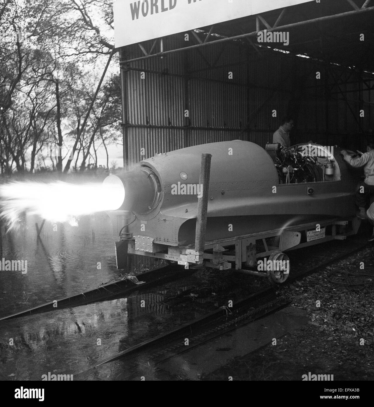 Bluebird during testing at Coniston Water, 7th November 1957. Donald ...