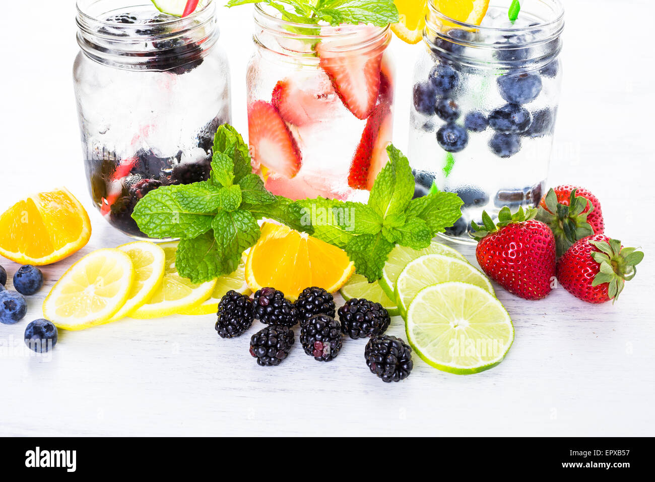 Infused water with fresh organic berries Stock Photo - Alamy