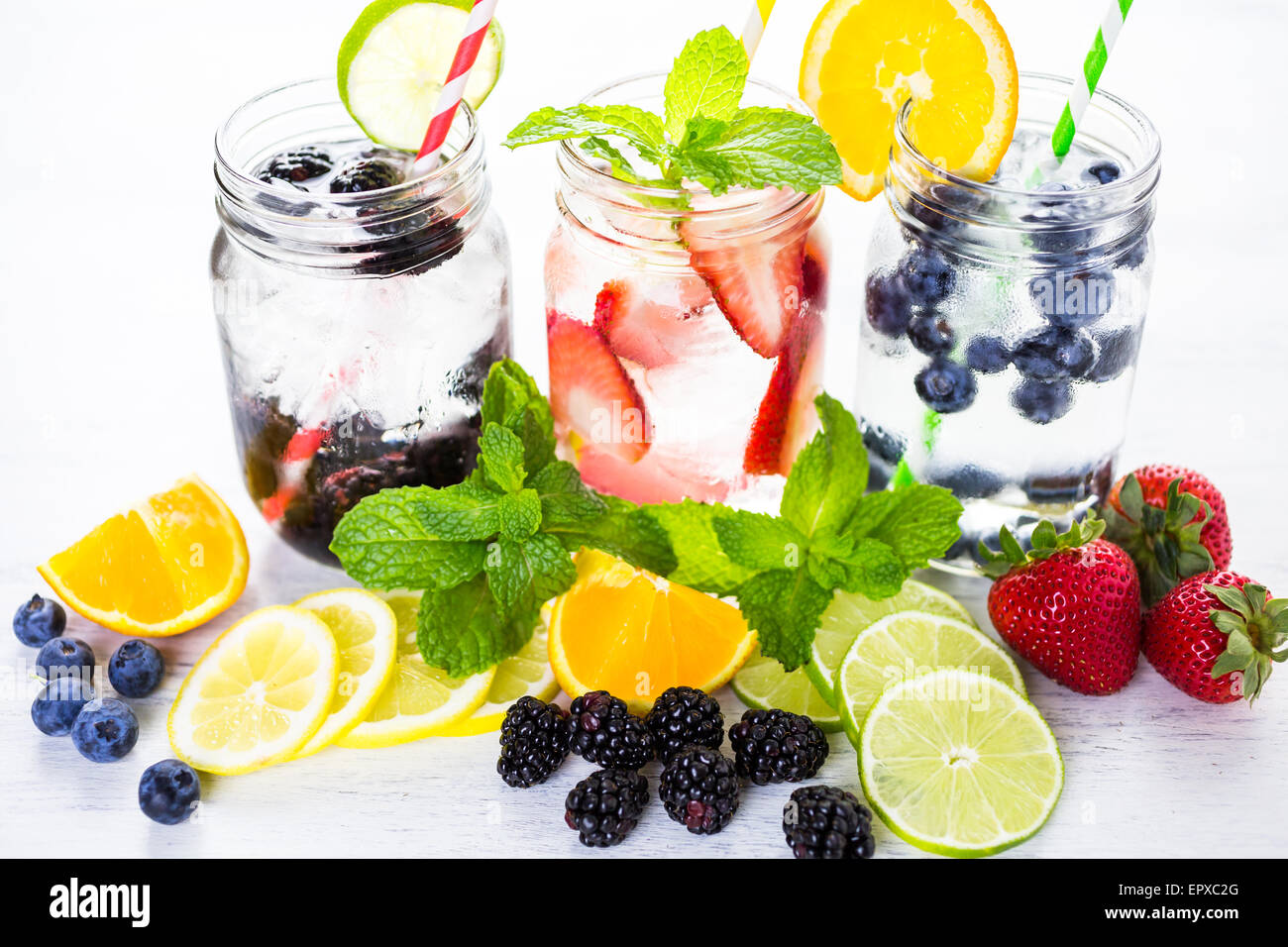 Infused water with fresh organic berries Stock Photo - Alamy