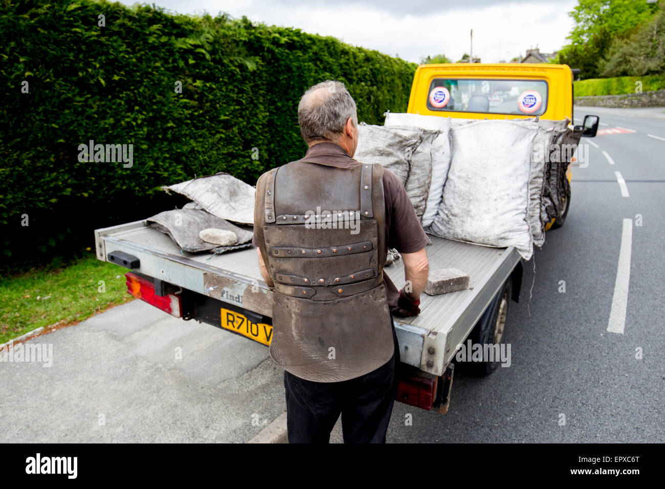 traditional coal man delivery open sacks coal from lorry Stock Photo ...