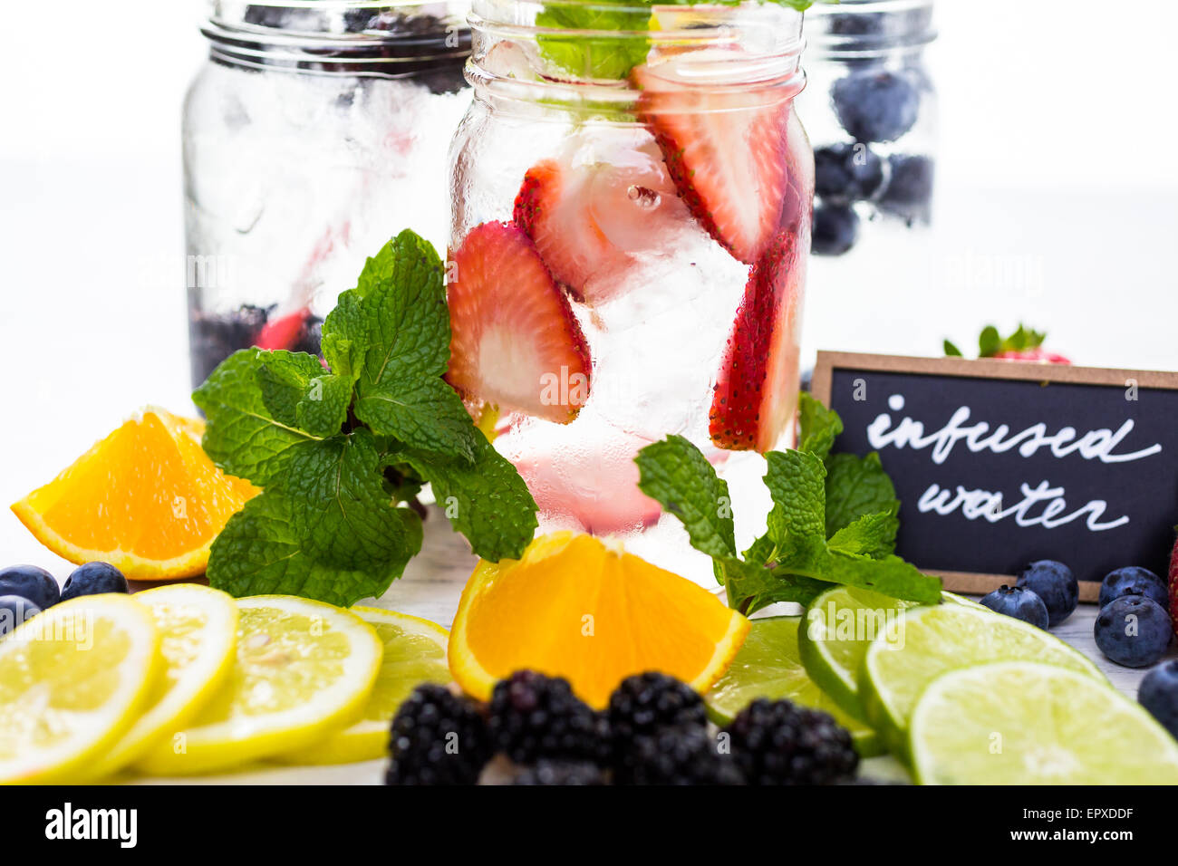 Infused water with fresh organic berries Stock Photo - Alamy