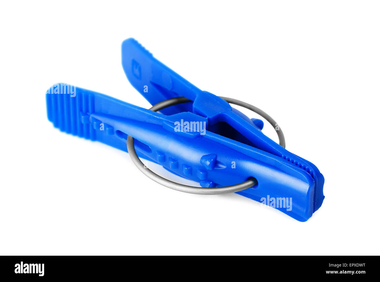 Blue clothespin on a white background Stock Photo - Alamy
