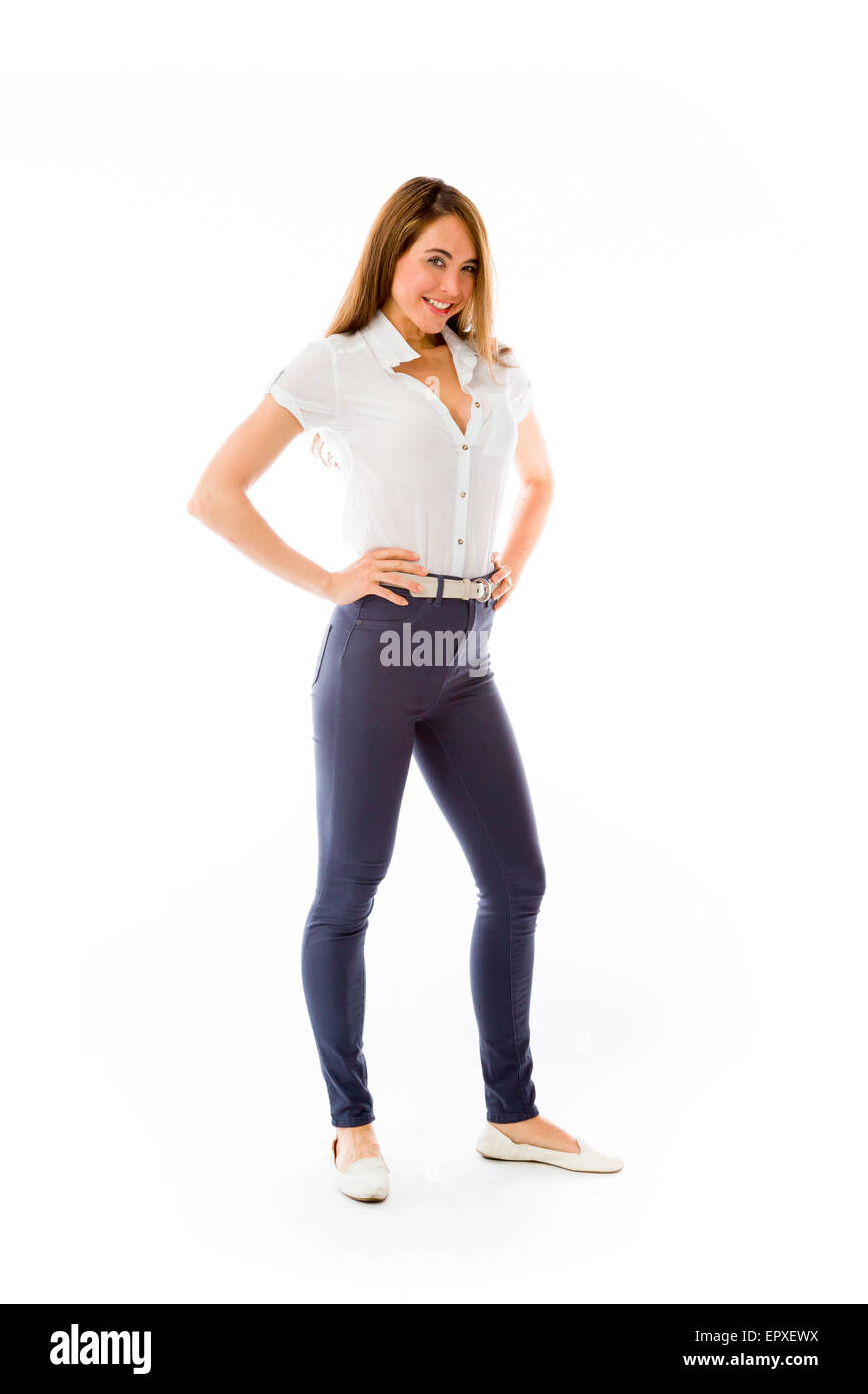 Model in studio isolated on white background Stock Photo - Alamy