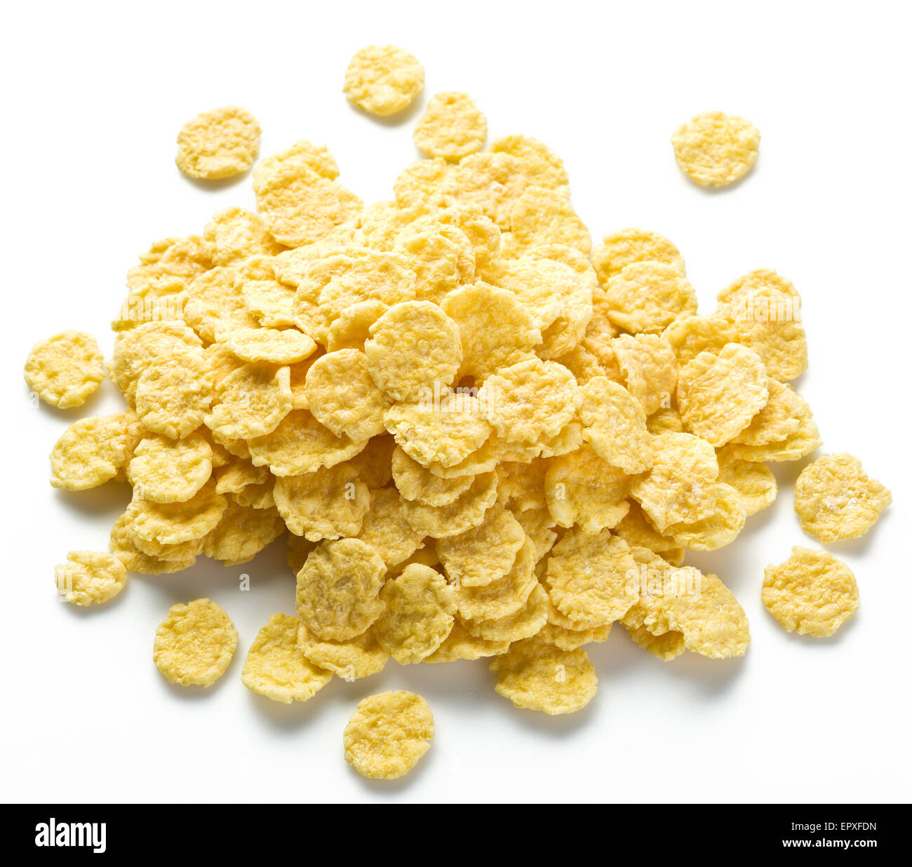 Cornflakes on a white background Stock Photo - Alamy