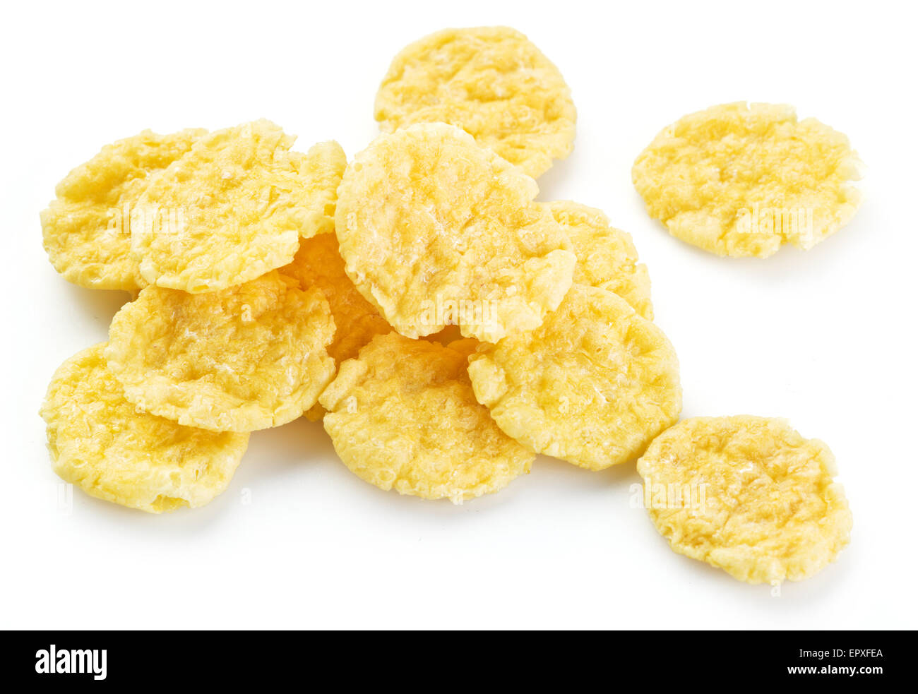 Cornflakes on a white background Stock Photo - Alamy