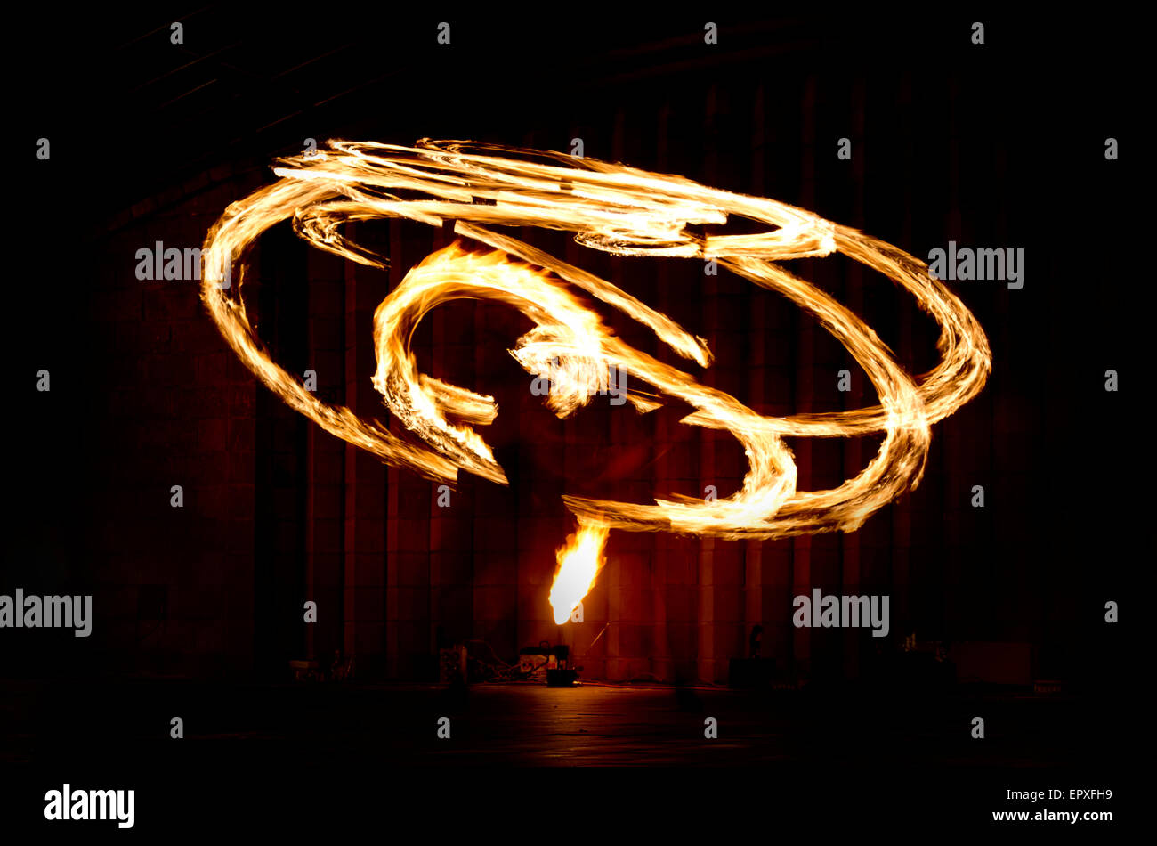 Fire Show Flaming Trails Stock Photo - Alamy
