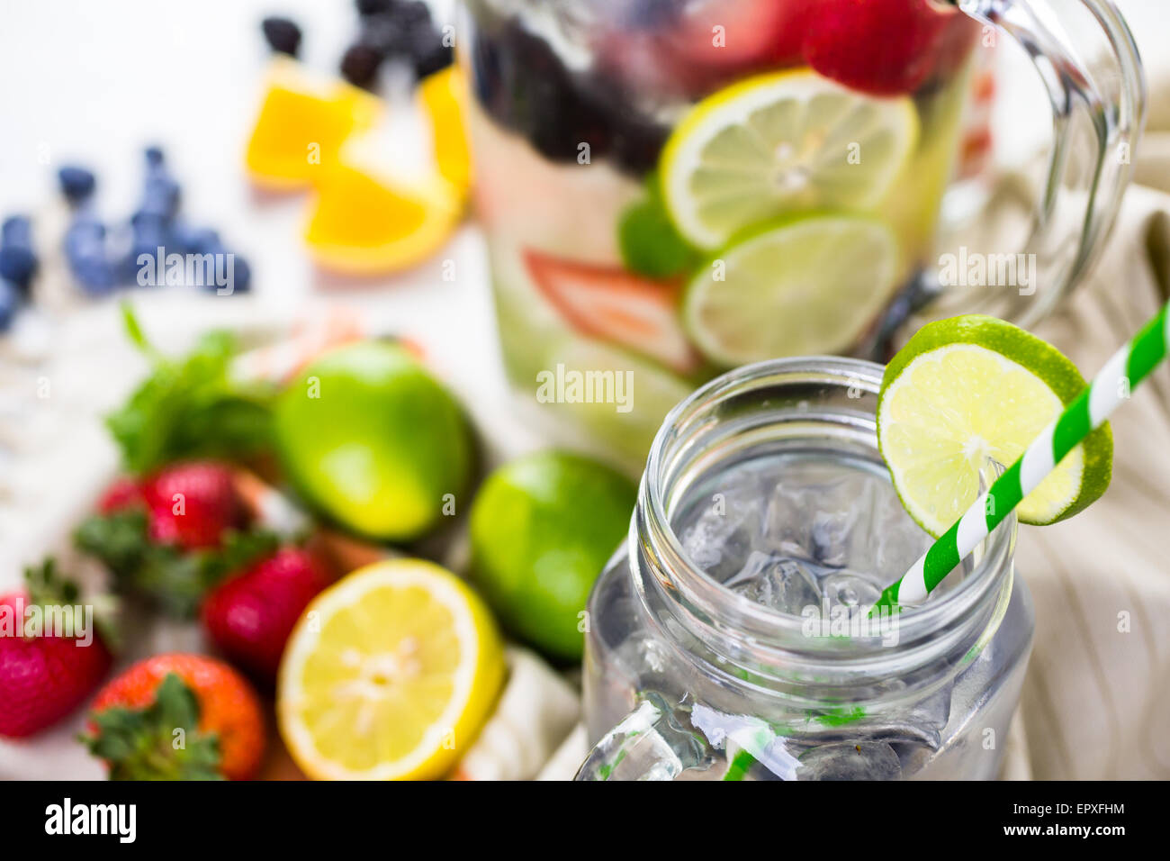 Infused water with fresh organic berries Stock Photo - Alamy