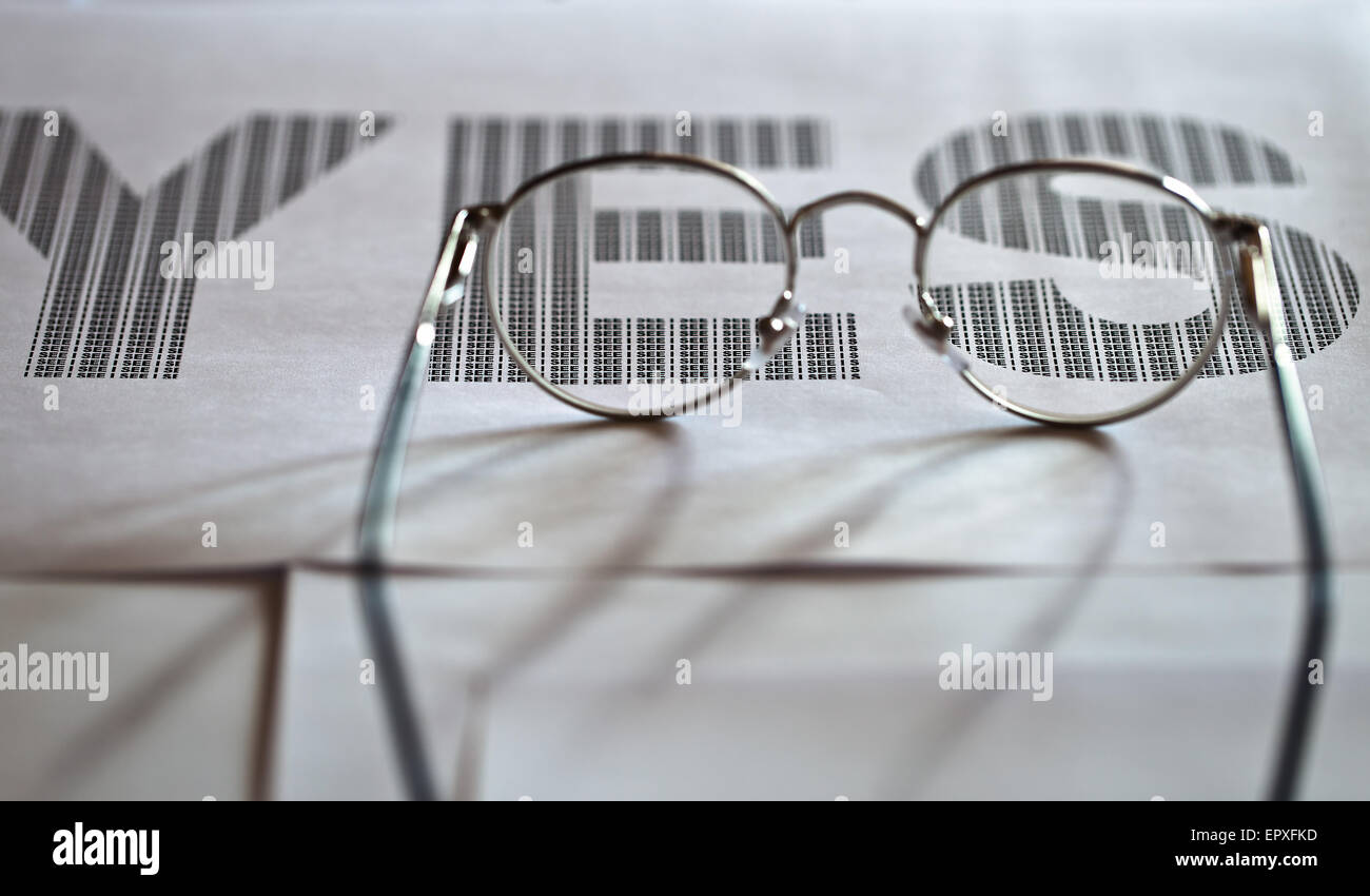 glasses and printed text on white paper,shallow DOF fokus on text Stock ...