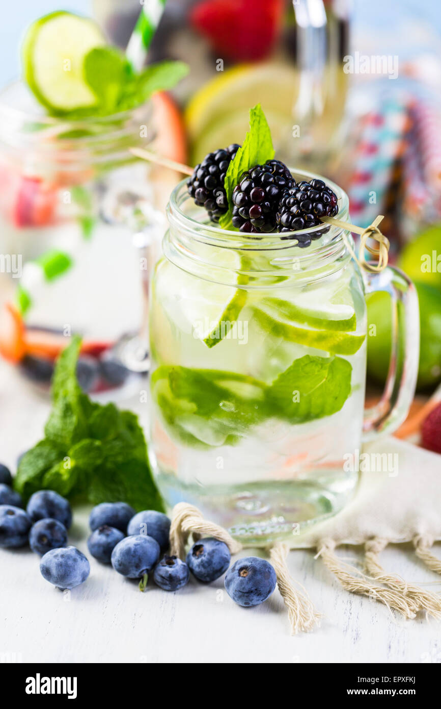Infused water with fresh organic berries Stock Photo - Alamy