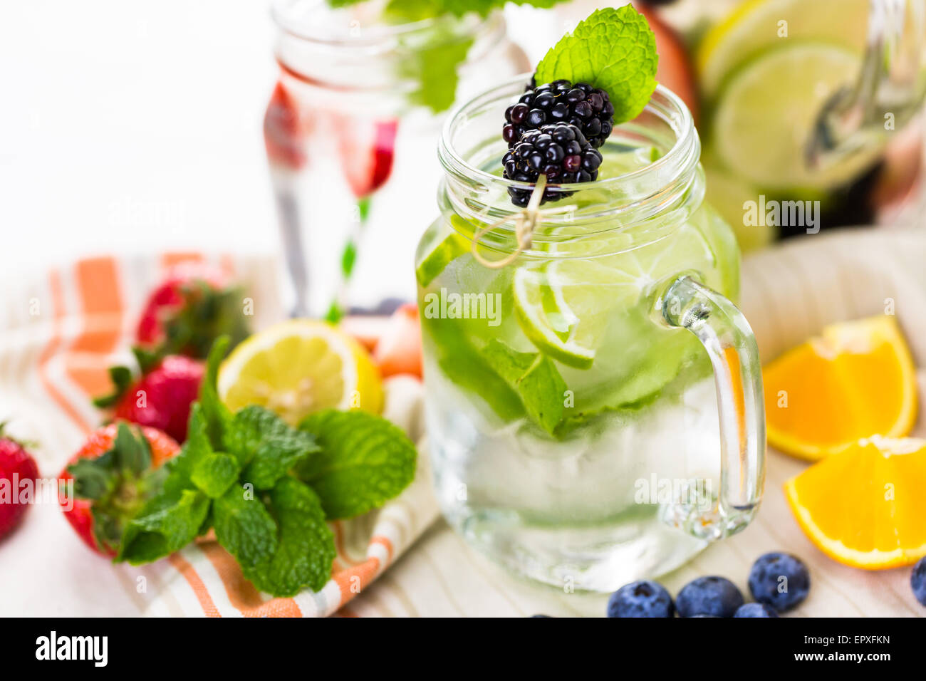 Infused water with fresh organic berries Stock Photo - Alamy