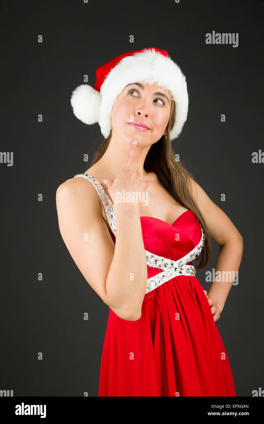 Model in studio isolated on plain grey background Stock Photo - Alamy