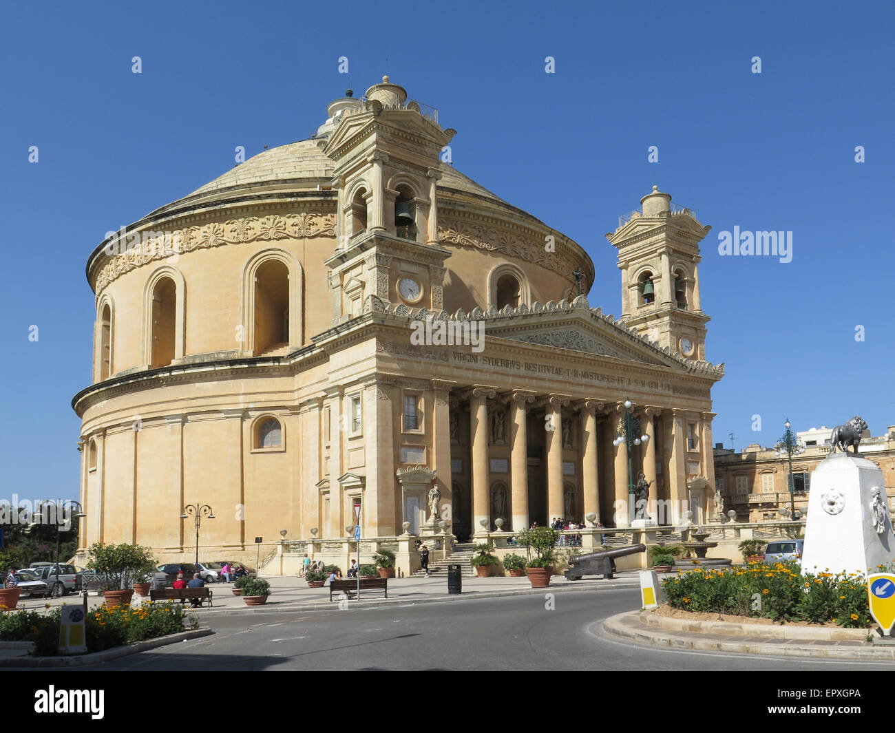 Exterior of St Marija Assunta Church and Rotunda, at Mosta, Malta Stock ...