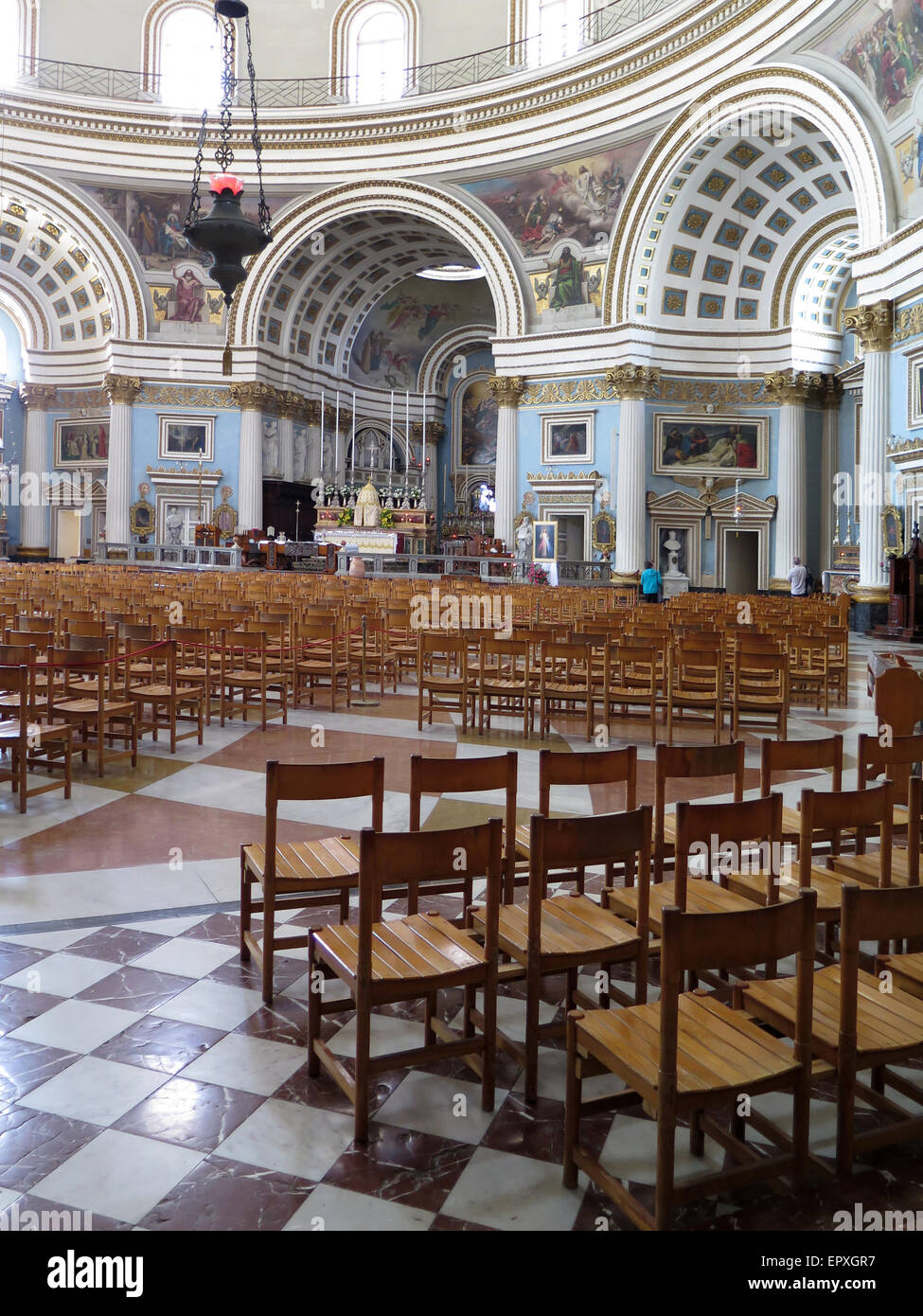 Interior of St Marija Assunta Church and Rotunda, at Mosta, Malta Stock ...
