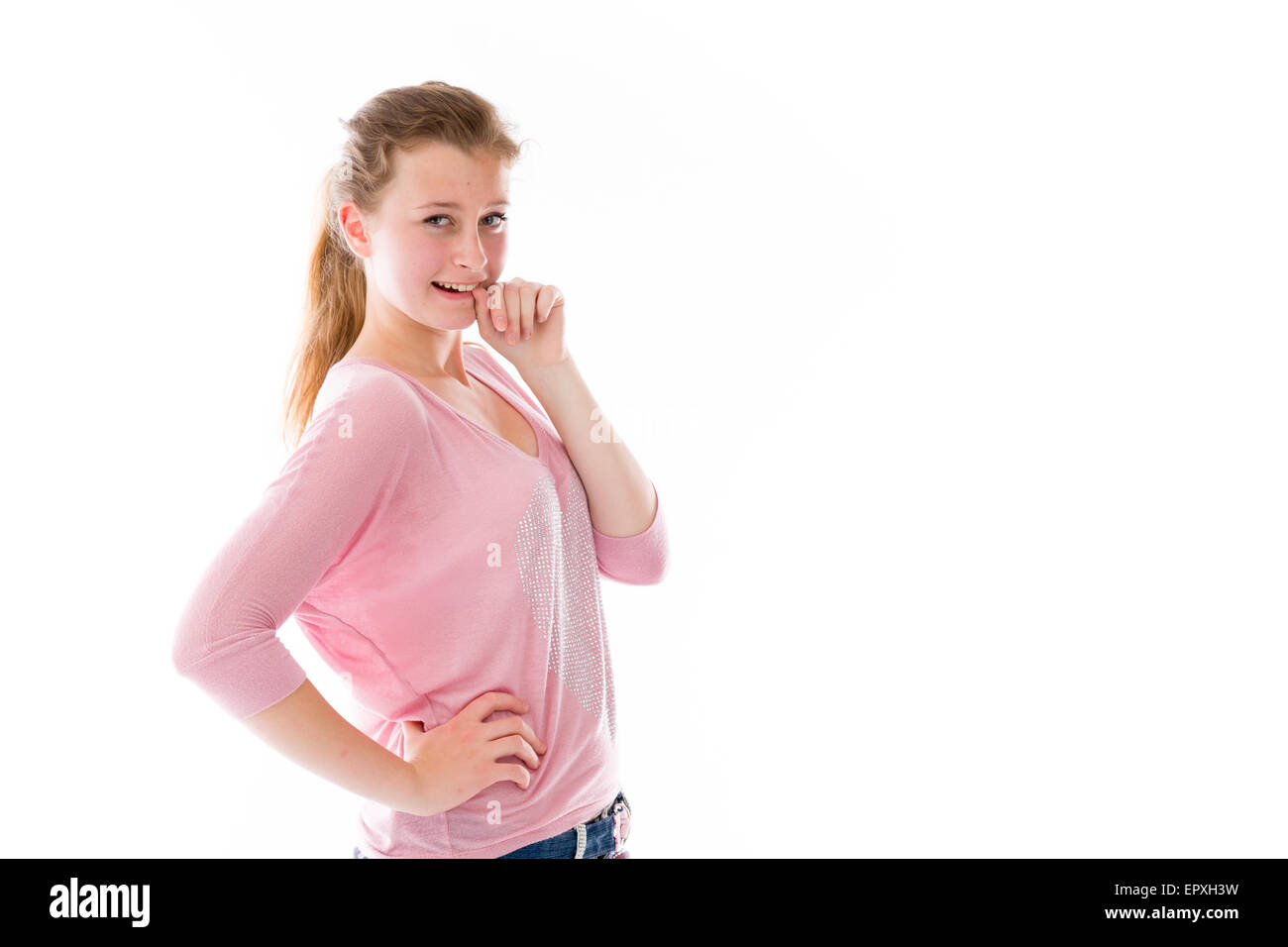 Model in studio isolated on white background Stock Photo - Alamy