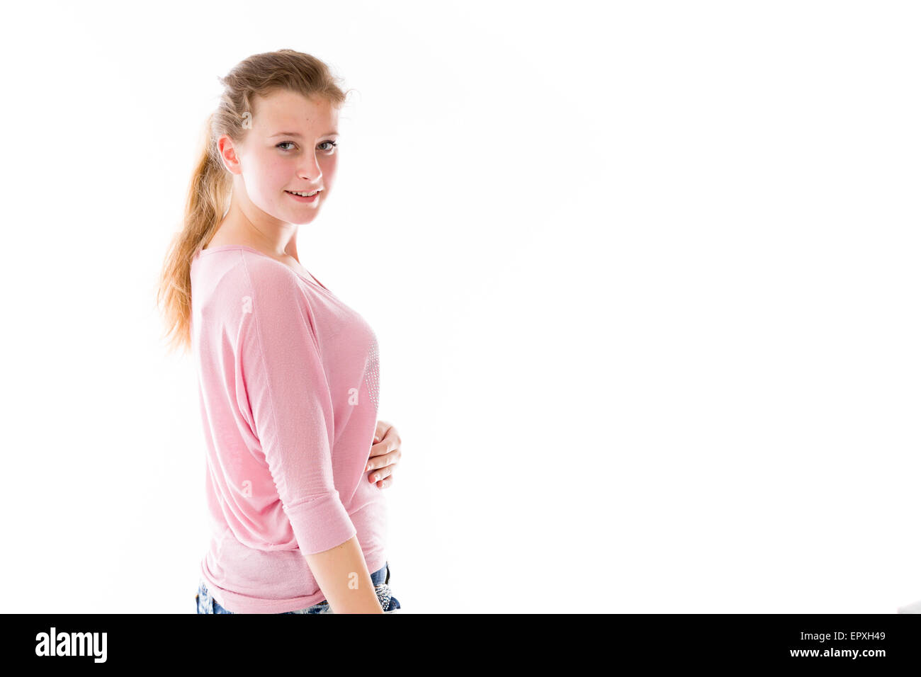 Model in studio isolated on white background Stock Photo - Alamy