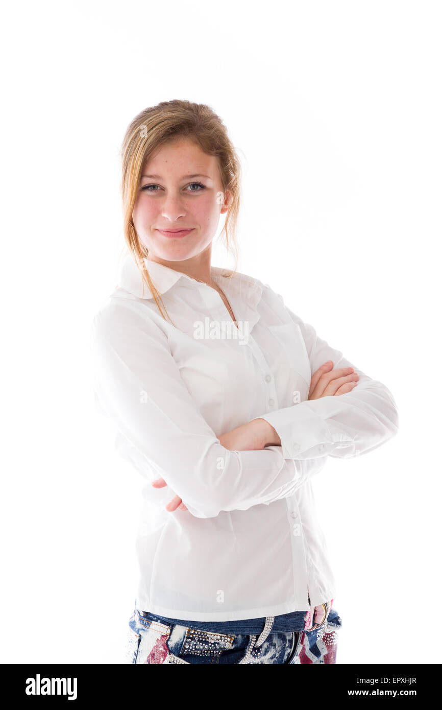 Model in studio isolated on white background Stock Photo - Alamy