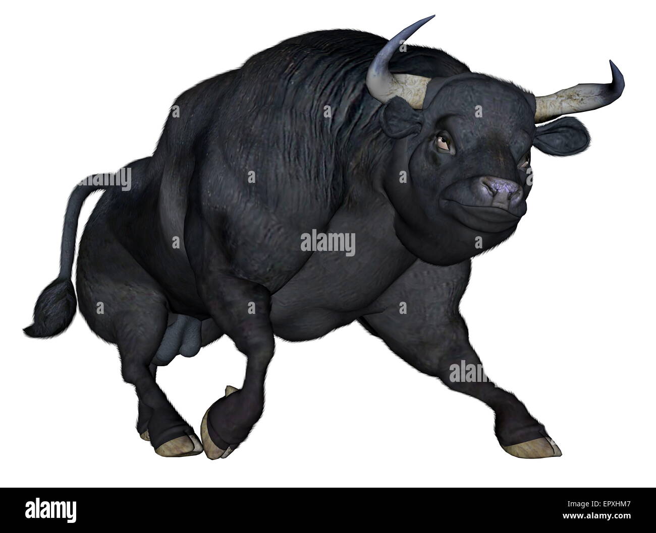 Bull walking isolated in white background- 3D render Stock Photo - Alamy