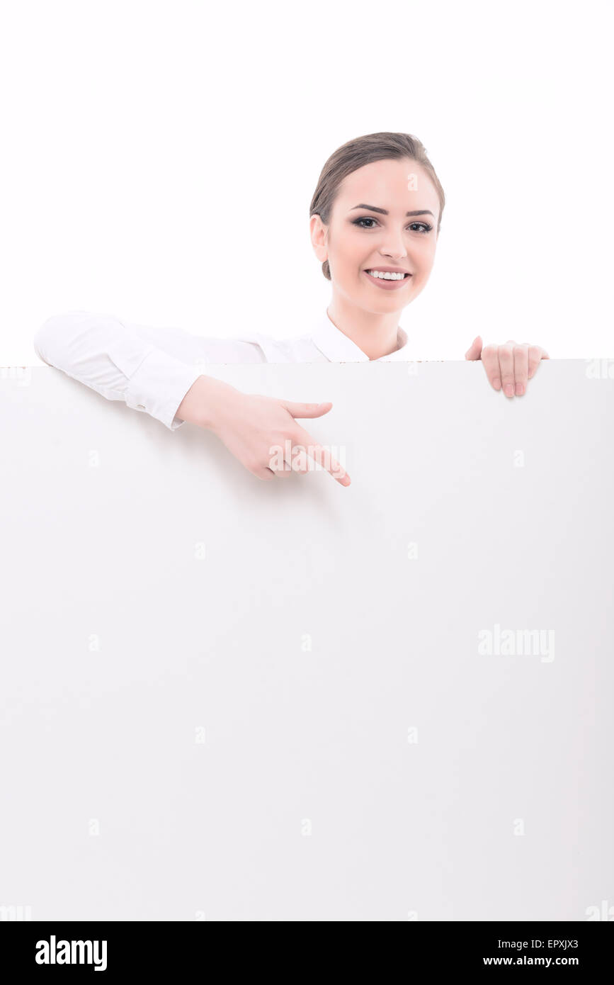 Beautiful lady making advertisement Stock Photo - Alamy