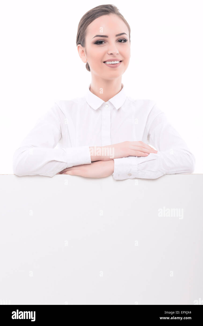 Beautiful lady making advertisement Stock Photo - Alamy