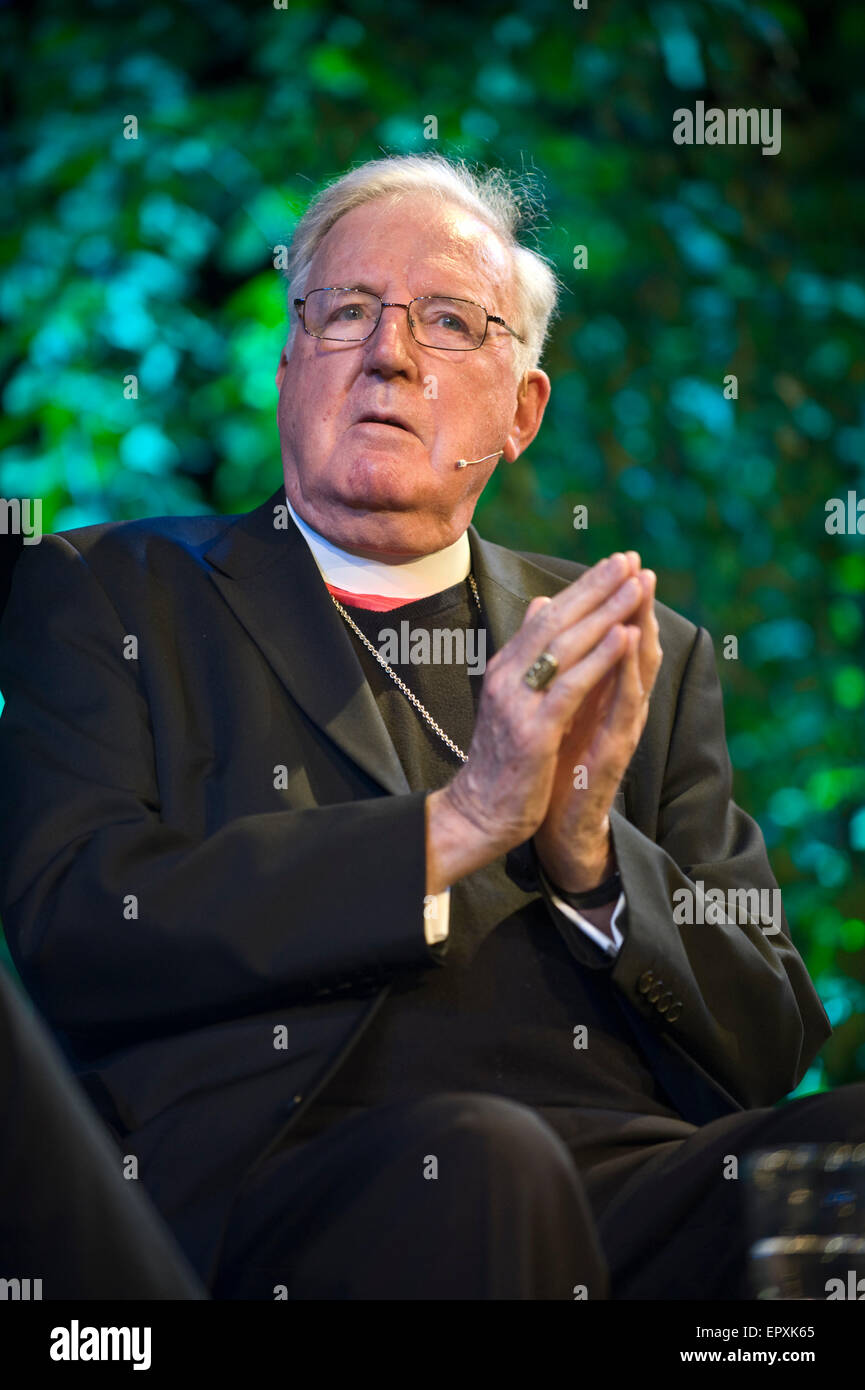 Cardinal Cormac Murphy-O'Connor speaking on stage at Hay Festival 2015 ...