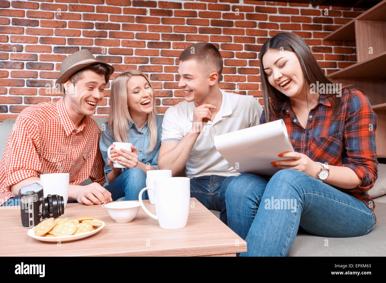 Happy boy sitting in cafe hi-res stock photography and images - Alamy