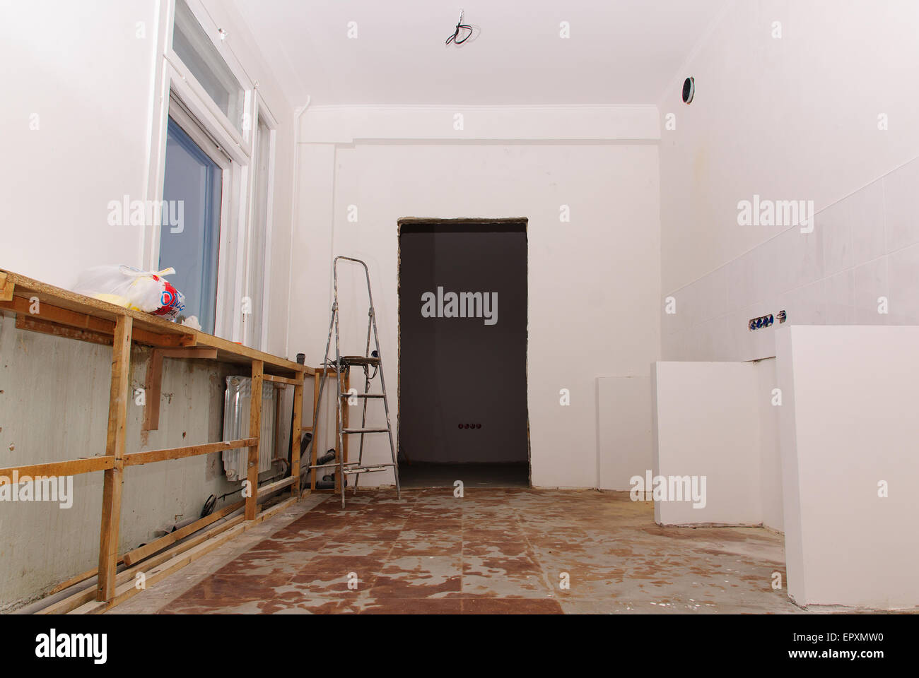 repair work in the room with a window and a door Stock Photo - Alamy