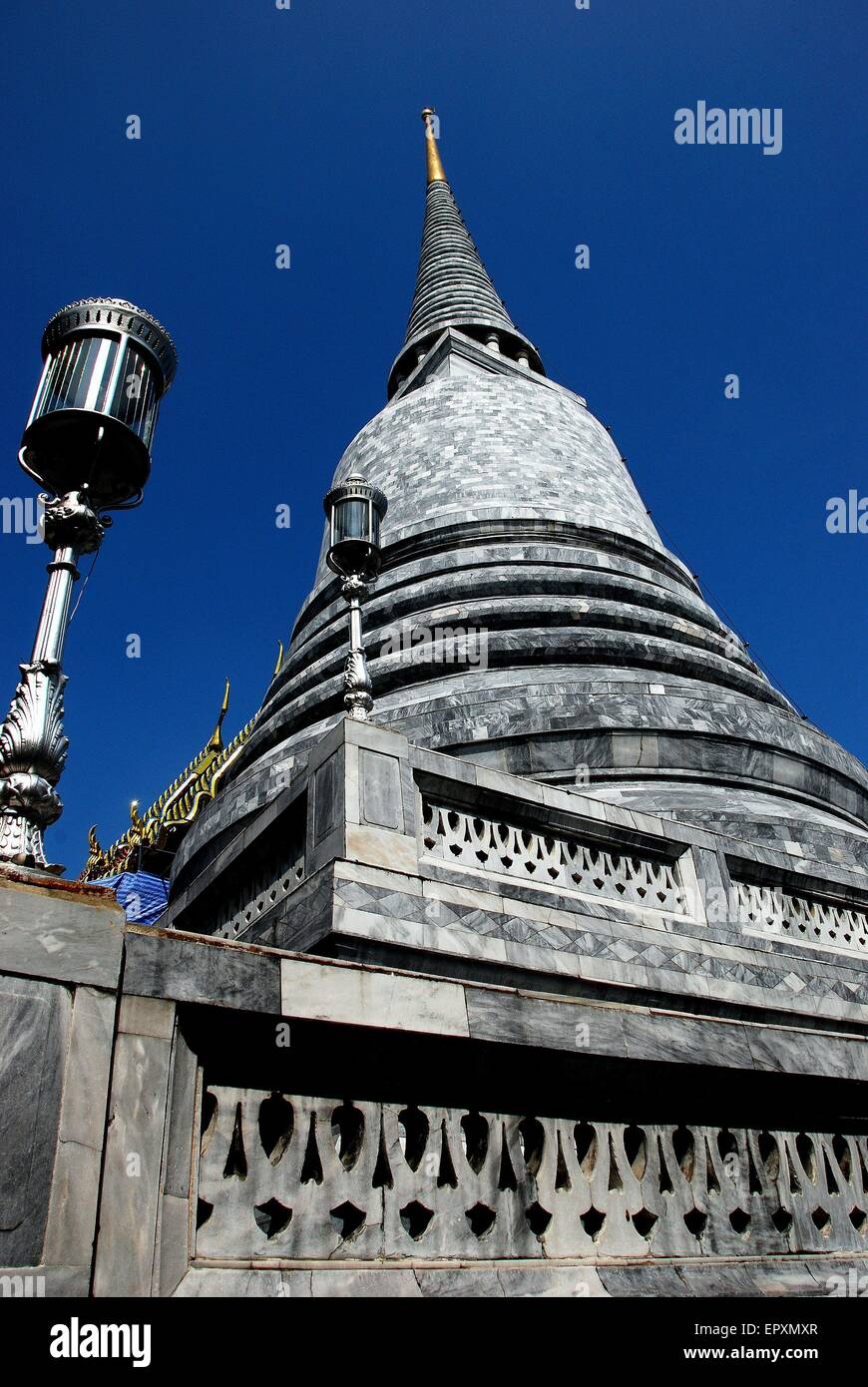Bangkok, Thailand: Stone bell-shaped Chedi on the rear terrace at Royal ...