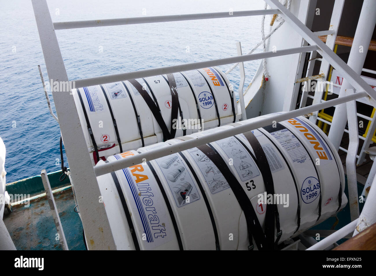 cruise ship lifeboat emergency pods Stock Photo - Alamy