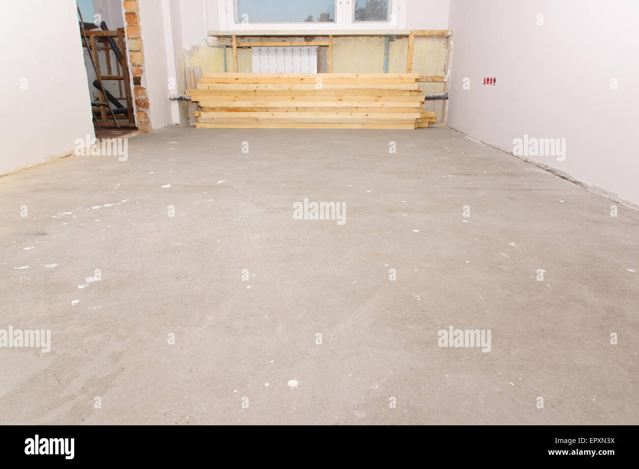 repair work in the room with a window and a door Stock Photo - Alamy