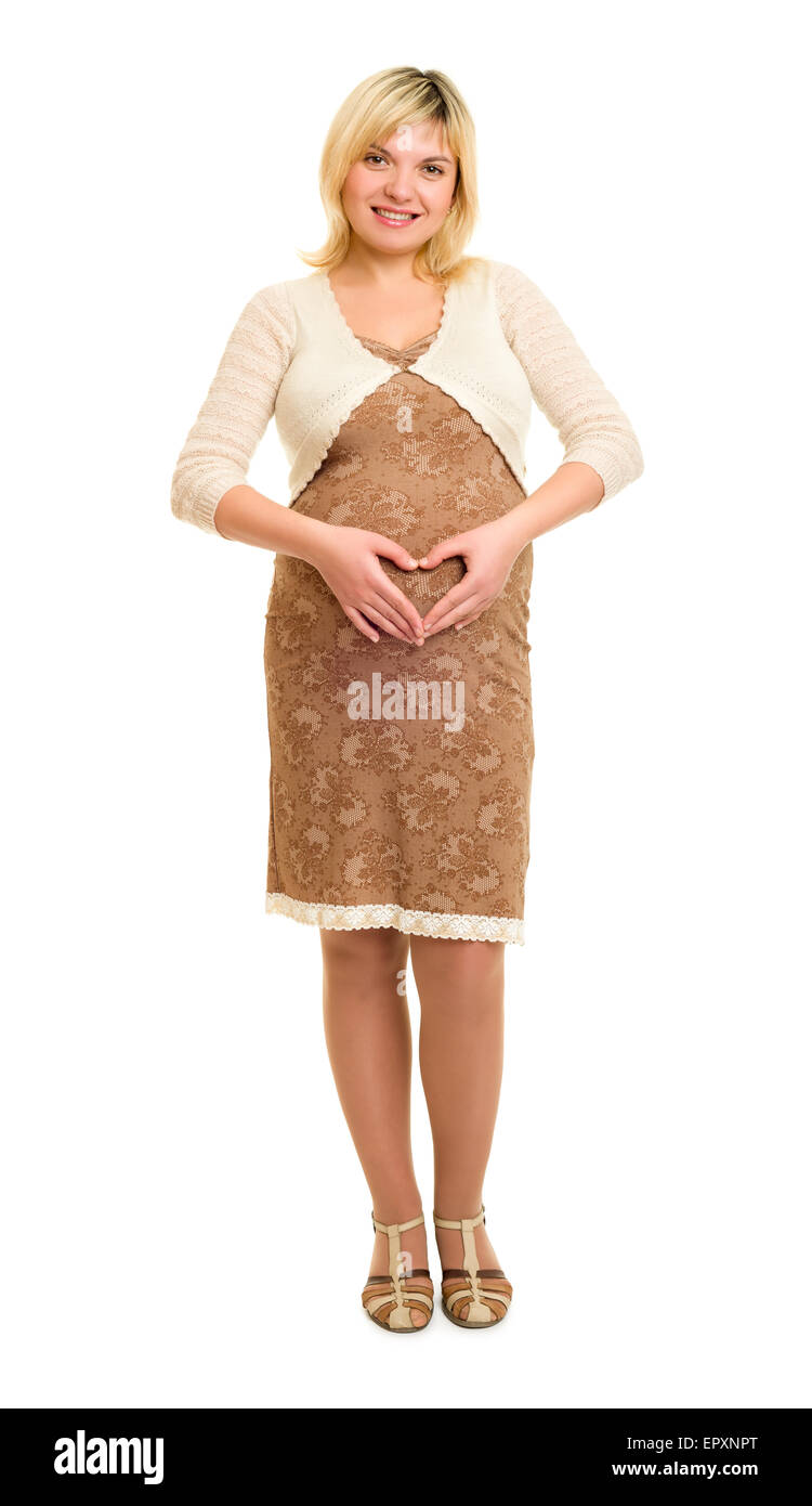 Pregnant woman in brown dress hi-res stock photography and images - Alamy