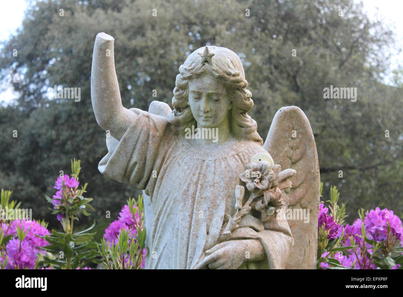 statue of angels in penzance cemetery Stock Photo - Alamy