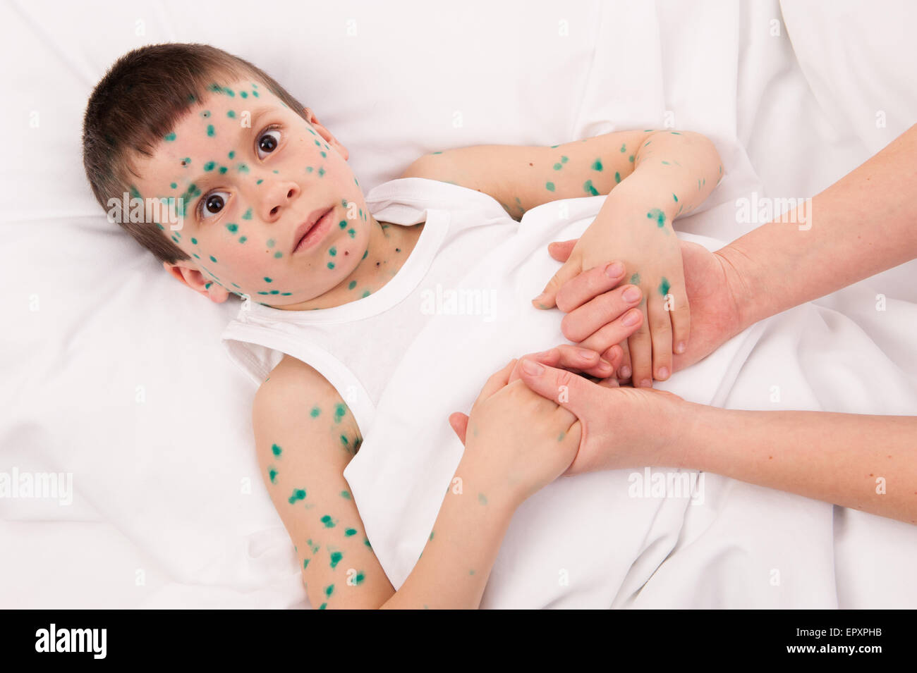 sick child in bed Stock Photo - Alamy