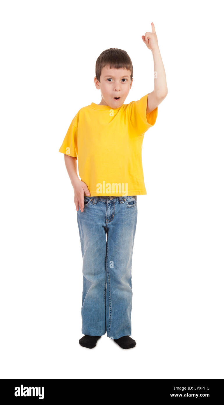 boy show finger up Stock Photo - Alamy