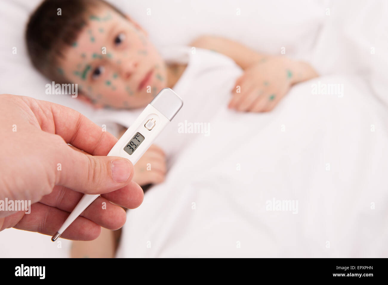 sick child in bed Stock Photo - Alamy