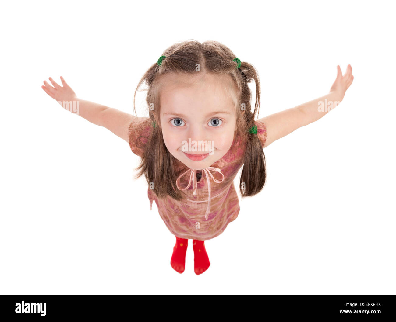 smiling girl portrait wide angle Stock Photo - Alamy
