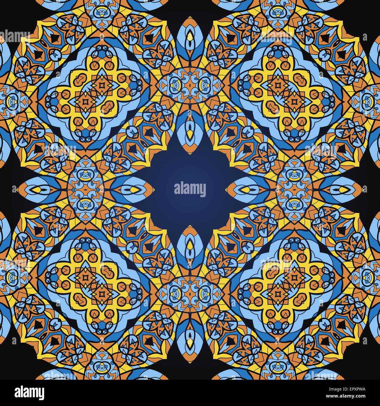 Seamless four corner carpet in blue ccolor. template for menu, greeting ...
