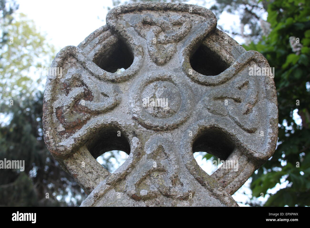 celtic cross in penzance cemetery Stock Photo - Alamy